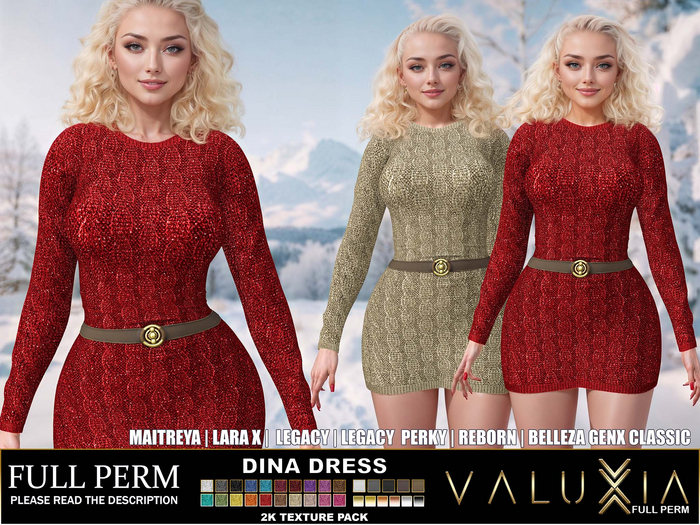Second Life Marketplace - VALUXIA[FP] - Dina Dress 2K TEXTURE PACK FULL ...